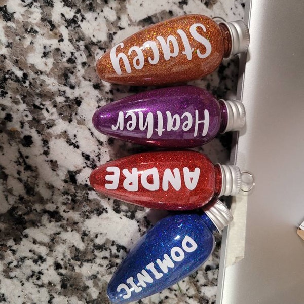 Personalized Lightbulb Christmas Ornaments | Name Ornaments | Christmas ...