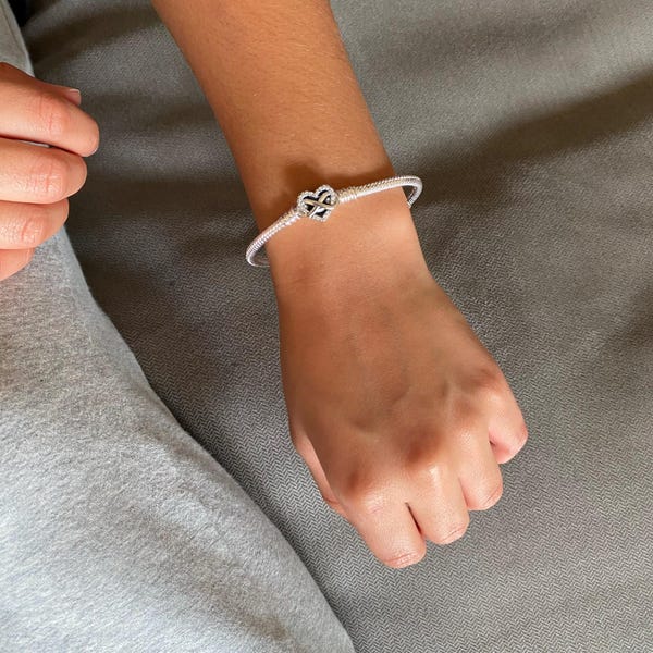 Authentic Pandora Bracelets, Pandora Silver OPEN BANGLE With Silicone ...