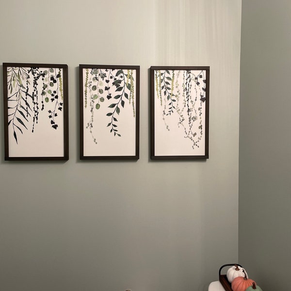 Botanical Wall Art Set | Watercolor Botanical Wood Print | Framed ...