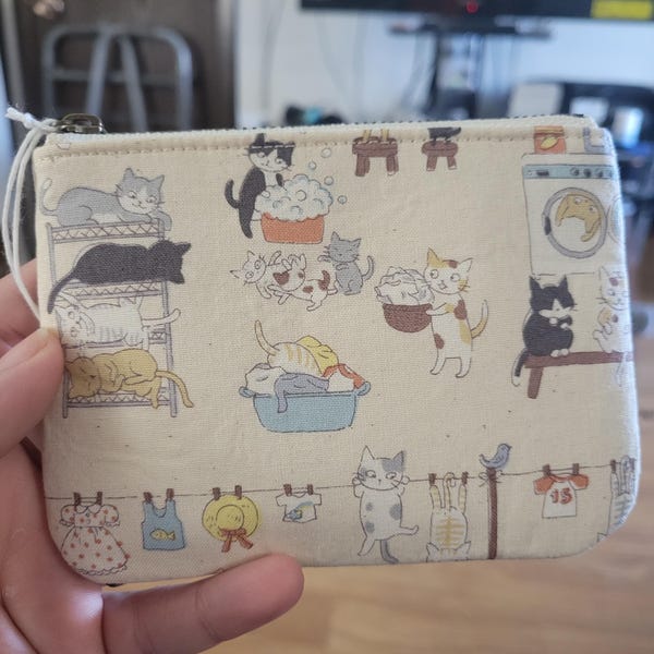 Handmade Japanese Cats Coin Purse: Kawaii Fabric Mini Pouch - Etsy