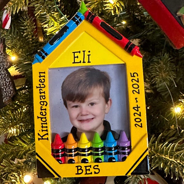 Crayon Picture Frame School Grades Personalized Christmas Ornament-prek ...