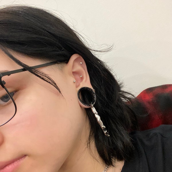 Glitter Black Alien Skinz Soft Silicone Ear Plugs Tunnels Gauges ...