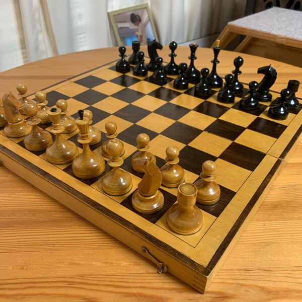 Wooden Chess Set Made in Germany 60s Vintage in Original Box. Great ...