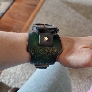 Handmade Leather Watch Cuff Wide Circuit Solid Full Grain - Etsy