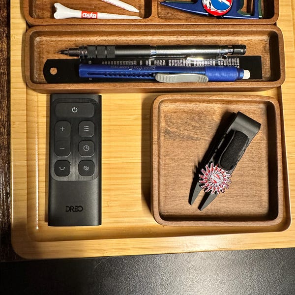 Wood Desk Organizer Set, Wooden Tray, Minimalist Wooden Desktop Storage ...