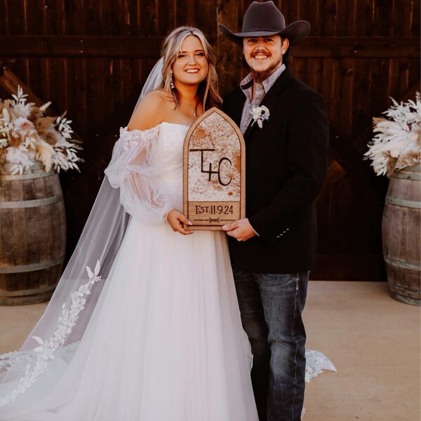 Branding Cowhide Arch Framed Sign | 18 3/4” Fully Customizable Cowhide ...