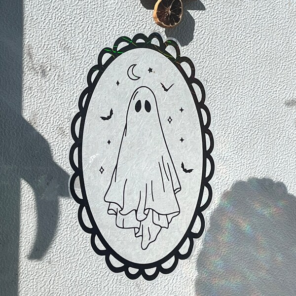 Whimsical Spooky Season Floating Ghost Halloween Window Cling / Cute ...