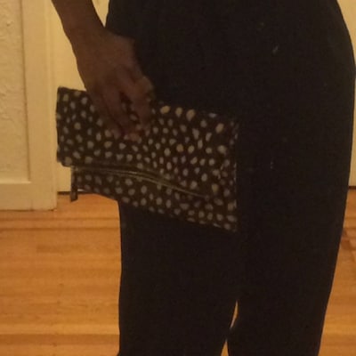 Monochrome Leopard Clutch Leopard Fold Over Clutch Leopard - Etsy