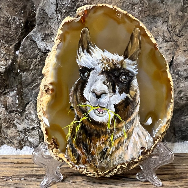 Custom Hand Painted Panda Stone, Realistic, Panda, Agate, Metaphysical ...