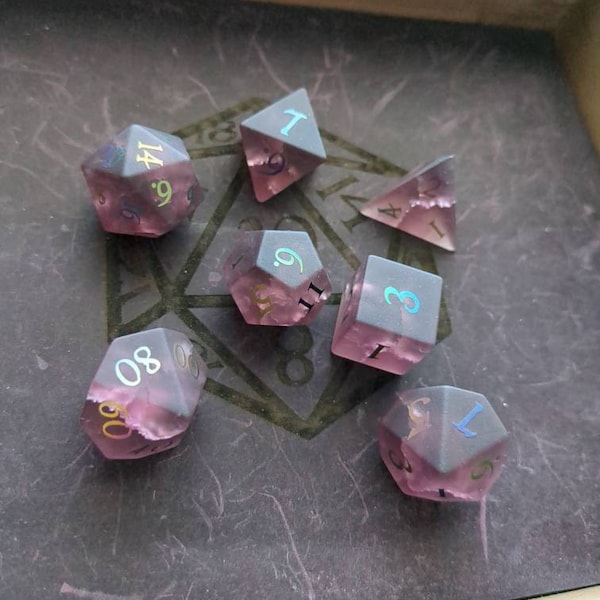 Burgundy Crackled Glass Dnd Dice Set, Polyhedral Dice, D&D Dice ...