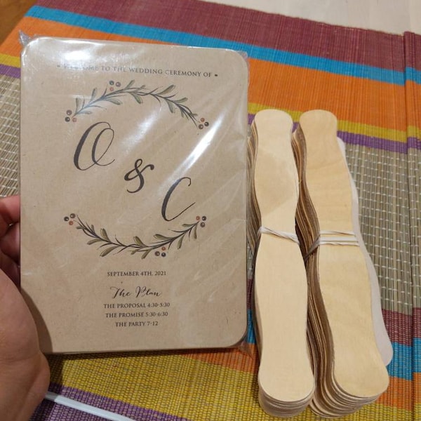 Wedding Program Fans Wooden Sticks Included - Wedding Program Fans ...