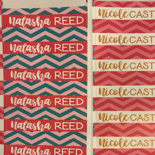 Girl Name Labels, 30 Personalized Chevron Waterproof Stickers for ...