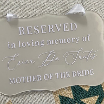Reserved in Loving Memory Wedding Sign, Reserved Seat Sign, This Seat ...