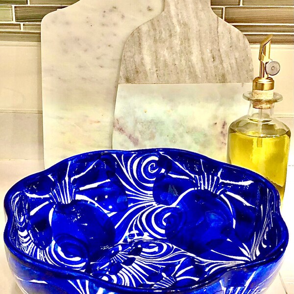 Mexican Blue and White Salad Plates | Mexican Dinnerware | Set of Four ...