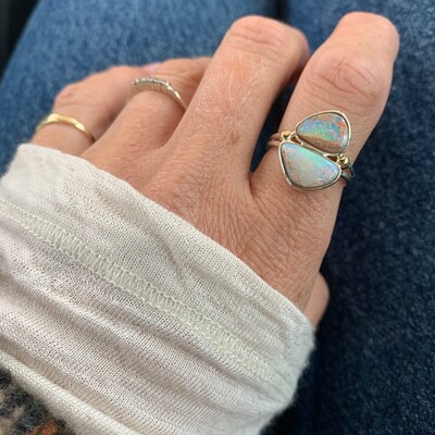 US5/ Moon Face Ring/ Mother of Pearl Ring/ Statement Ring/ Sterling ...