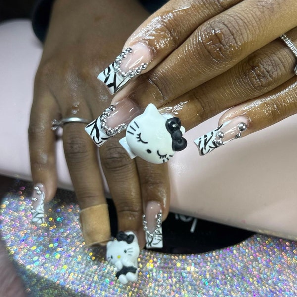 Red and Black Lady Luck Press on Nails, Reusable Press on Nails, Poker ...