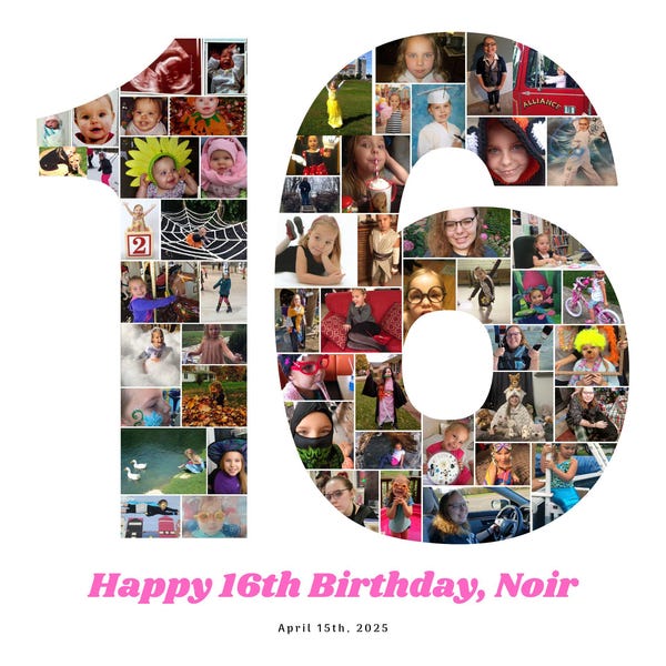 16th Birthday Photo Collage, 16th Birthday Gift, Birthday Number 16 ...