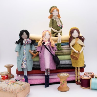 Easy Fabric Printed Jointed Cloth Doll Pattern Kit to Create Antique ...