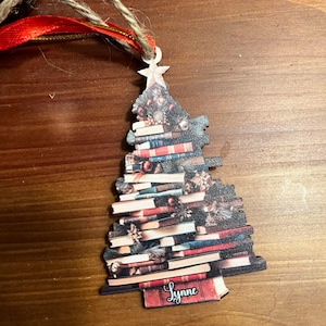 Personalized Christmas Book Tree Ornament, Book Christmas Ornament ...