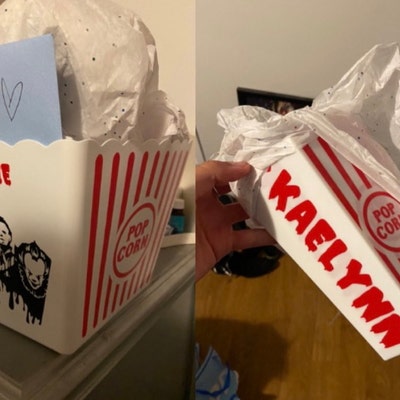 Personalized Popcorn Bucket Movie Night Gift Custom Popcorn Bowl Family ...