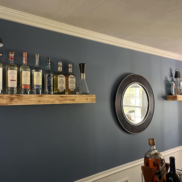 Bar Shelf | Wine Rack | Whiskey Shelf | Wood Floating Shelves | Kitchen ...