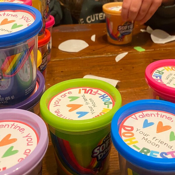 Personalized Valentine's Day Play-doh Tag, Play Dough Valentine Gift ...