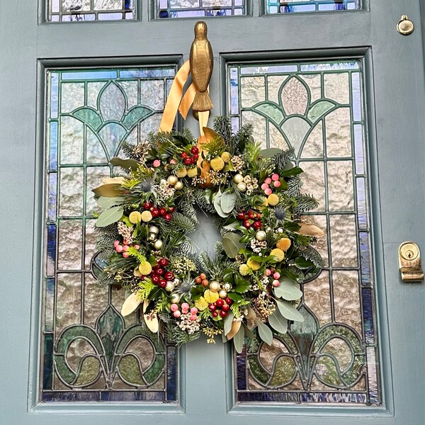 Fresh Christmas Door Wreath Modern Luxury - Etsy