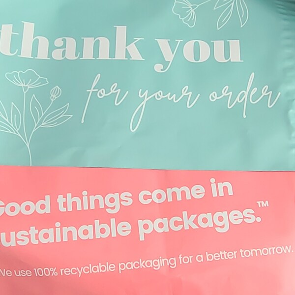 Eco-friendly Poly Mailers 10x13, Green Wild Flowers, Pack of 25, 50 or ...