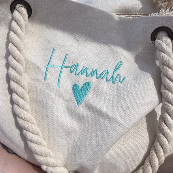 Embroidered Beach Bag, Travel Bag, Personalised Canvas Tote Bag, Gift ...