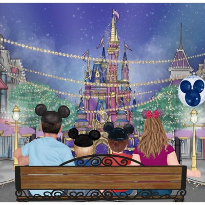 Custom Disney Inspired Portrait, Personalized Print for Family, Friends ...
