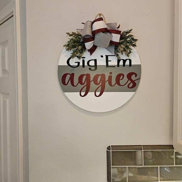 Texas A&M Front Door Decor | Aggies Sign | Texas Aggies Wreath ...