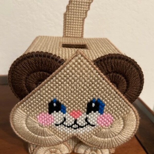 Kitty Cartoon Cat Classic Handmade Plastic Canvas Tissue Box Cover - Etsy