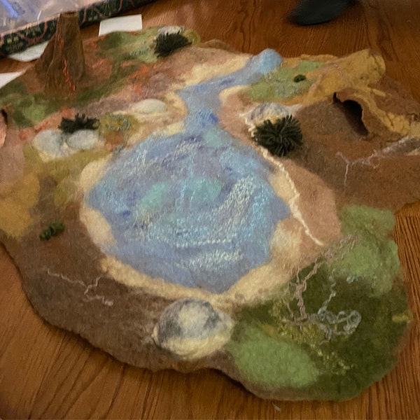 Waldorf Felt Play Mat With Pond Playmat Wet Felted Playscape Landscape ...