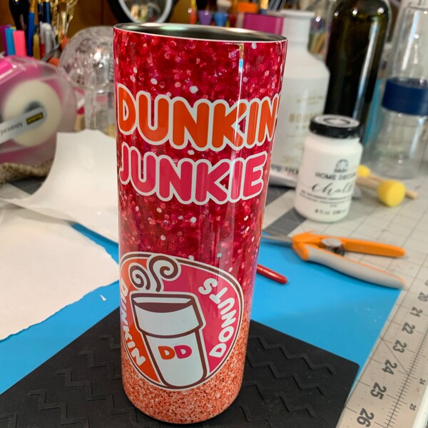 Dunkin Junkie Digital Tumbler Wrap, Editable Donut Coffee Tumbler ...