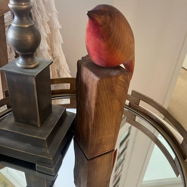 Hand Carved Wooden Robin Sculpture/ornament on A Walnut Stand - Etsy