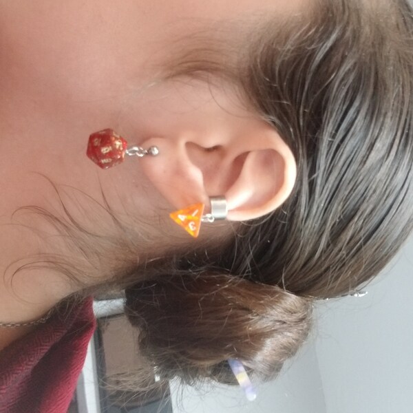 D20 Mini Dice Ear Cuff | Geek Earrings | Dnd Jewelry | Gift for Her ...