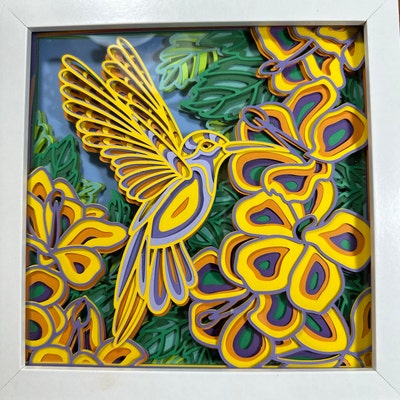 Hummingbird Colibri 3D Mandala Svg Files, Multilayer Panel for Laser ...