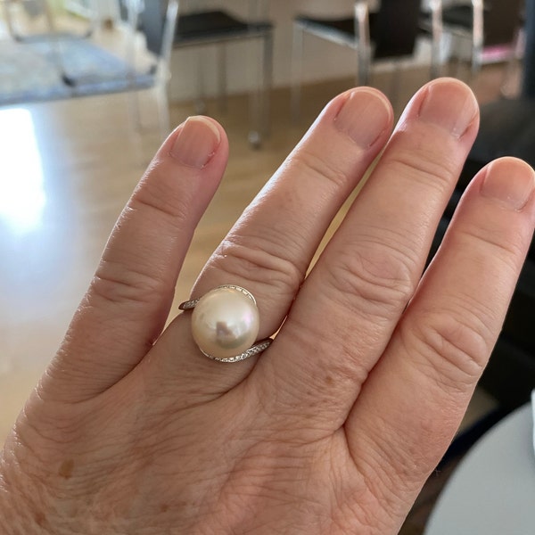 10.5-11.5mm Ivory White Large Pearl Ring,cultured Freshwater Edison ...