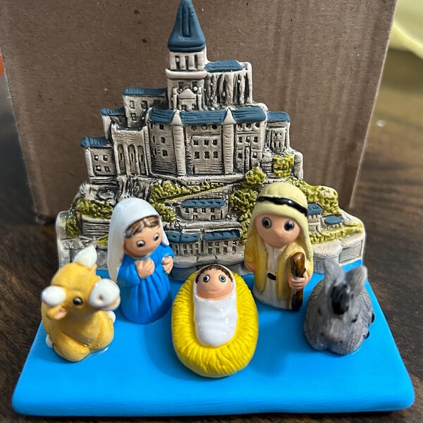 Chinese a Nativity Scene Handmade in Clay 1 Block 3.8x2.2x2.9 High ...