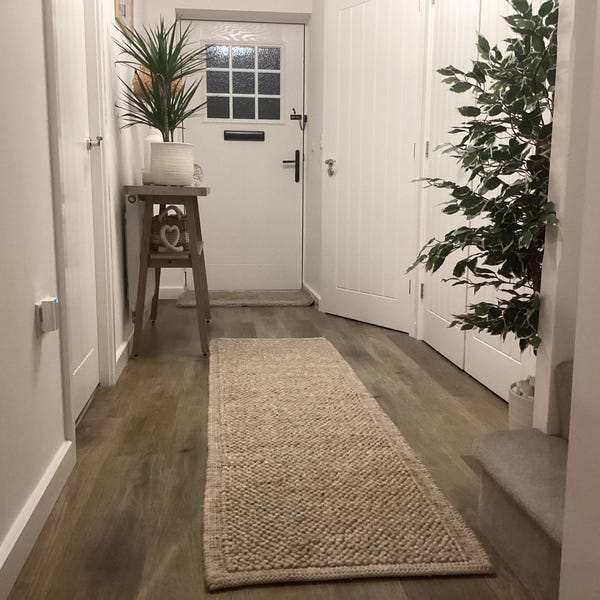 Cozy Beige Wool Rug With Custom Options - Handwoven Chunky Loop Style ...
