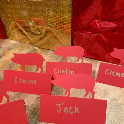 Pig Place Cards, Meal Choice, Pork, Wedding Place Cards, Escort Cards ...