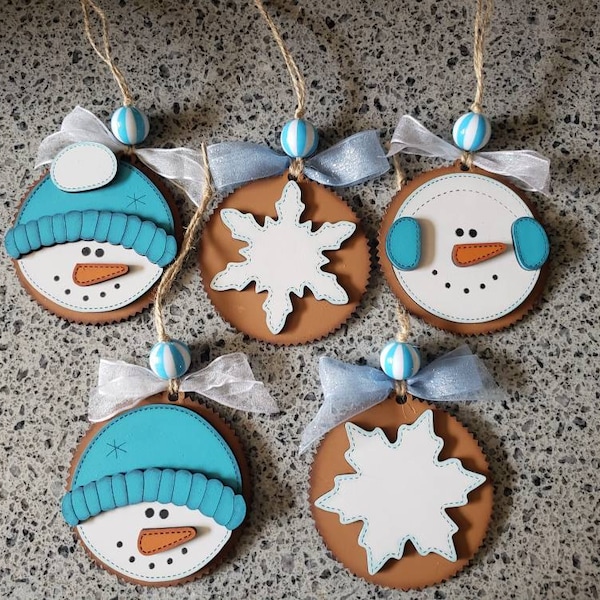 Snowman/snowflake Ornaments, DIY Kit or Hand-painted, Set of 5 ...