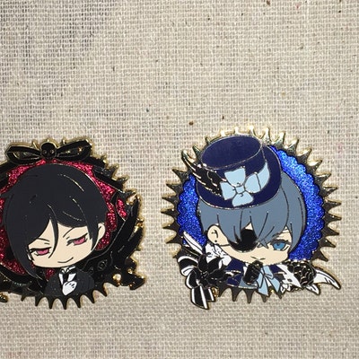 Black Butler Hard Enamel Pins Kuroshitsuji Ciel Sebastian Grell ...