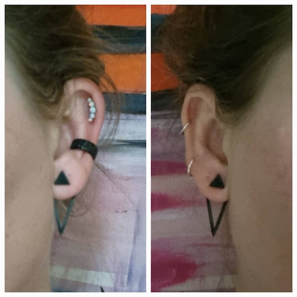 Triangle Ear Jacket Earrings, Stainless Steel Geometric Earrings - Etsy