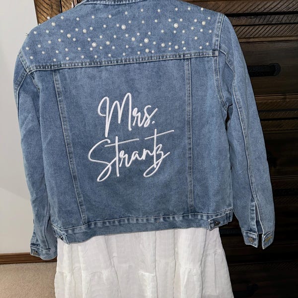 Embroidered Pearl Bride Jean Jacket - Etsy