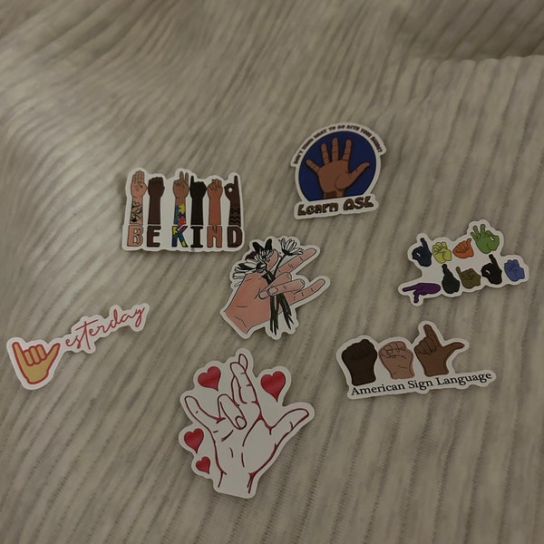ASL, Sign Language Stickers, Vinyl Stickers, 10-50 Pcs Random Pack ...