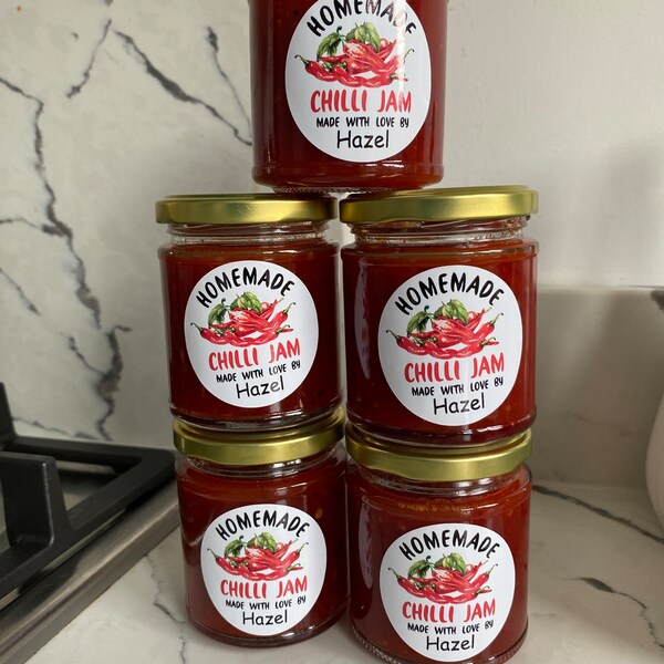 39 Personalised Jar Labels, Stickers, Ideal for Chutney, Chilli Jam ...