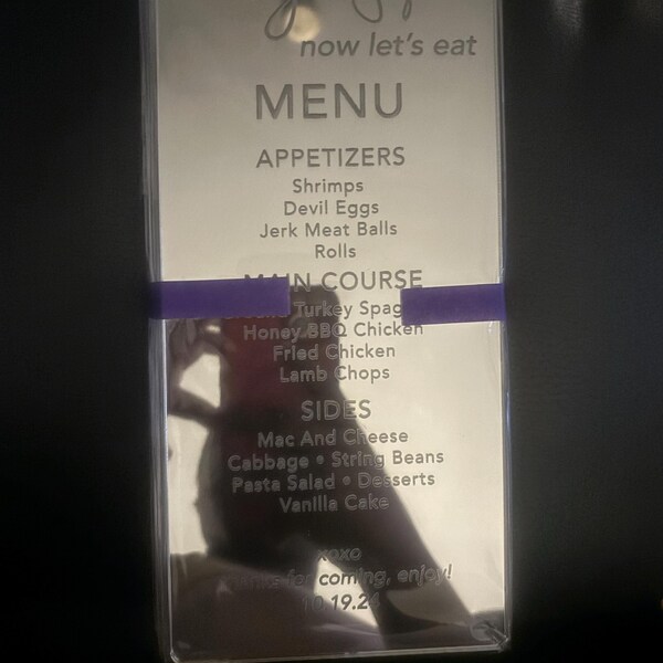 Standing Luxury Wedding Menu, Table Mirror Acrylic Engraved Menus With ...