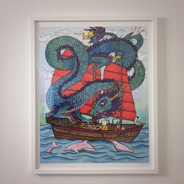 Chinese Junk Dragon Art Print 16"x20" Limited Edition - Etsy