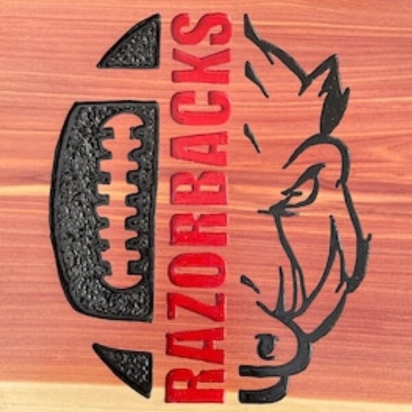 Arkansas Razorback Hog Sign Wooo Pig Sooie Wood Routed Sign Wood Sign ...